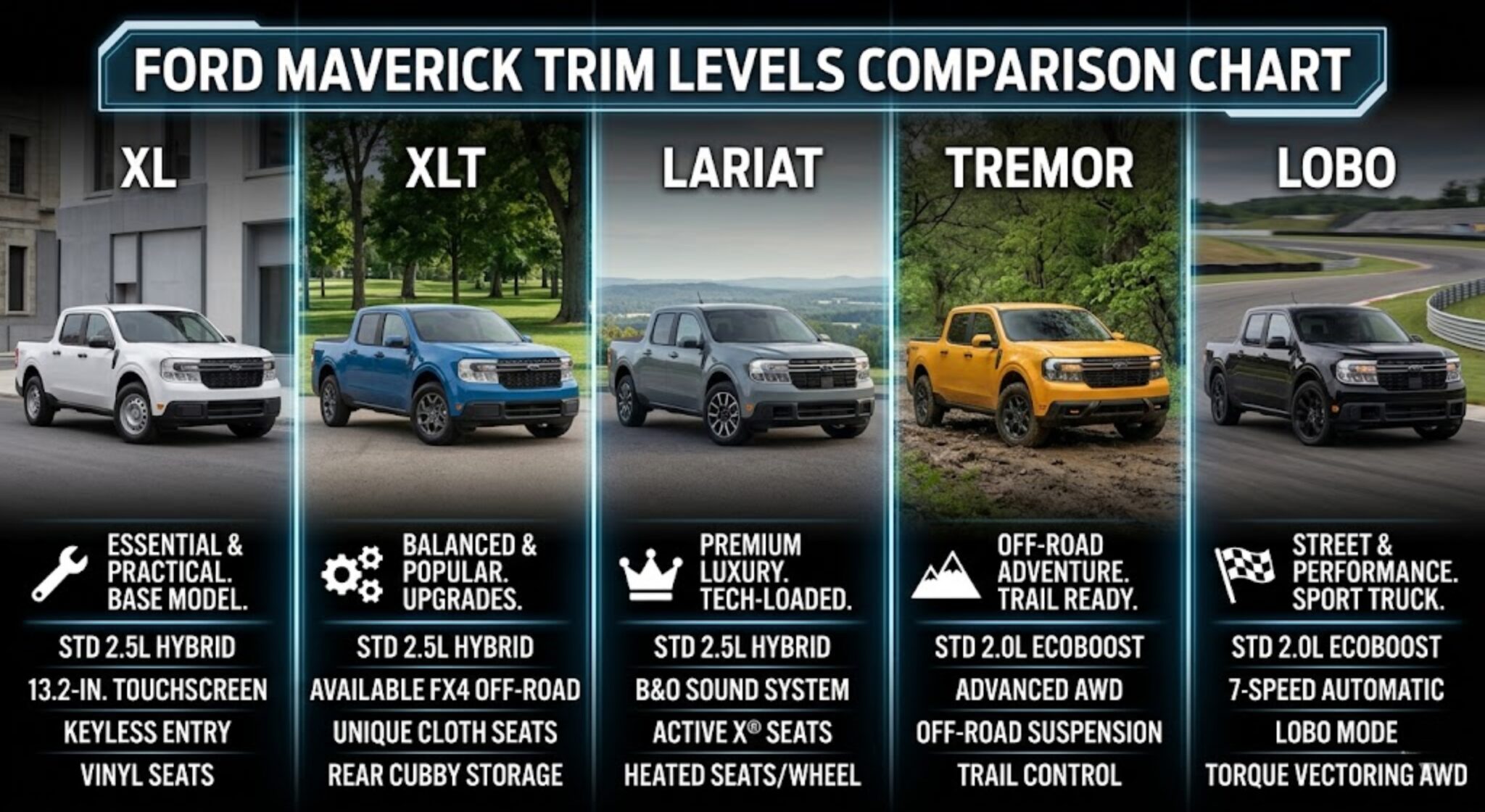 Ford Maverick Trim Levels Comparison Chart In 2026